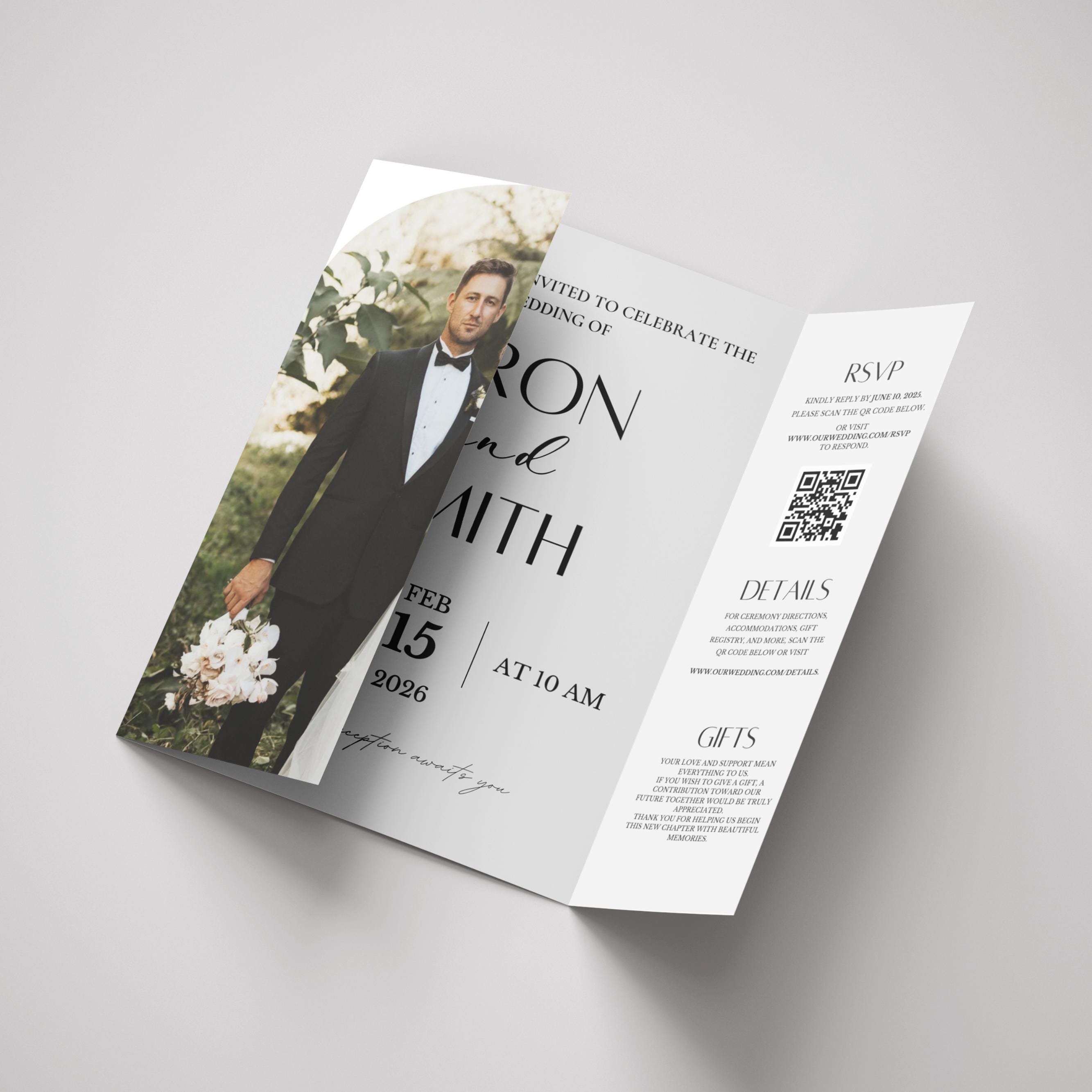 Trifold Wedding Invitation Template, Gatefold Wedding Invitations ...
