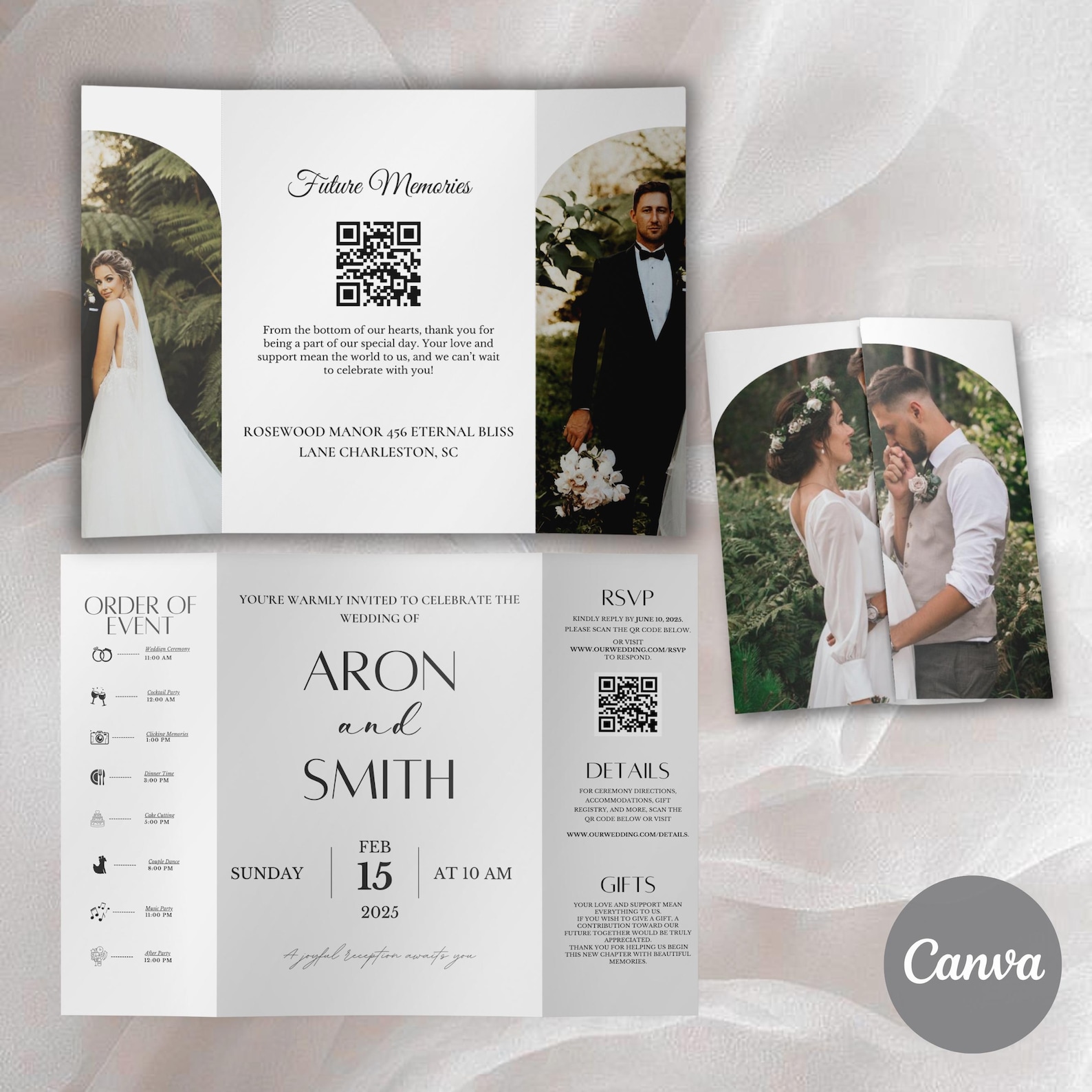Trifold Wedding Invitation Template, Gatefold Wedding Invitations ...