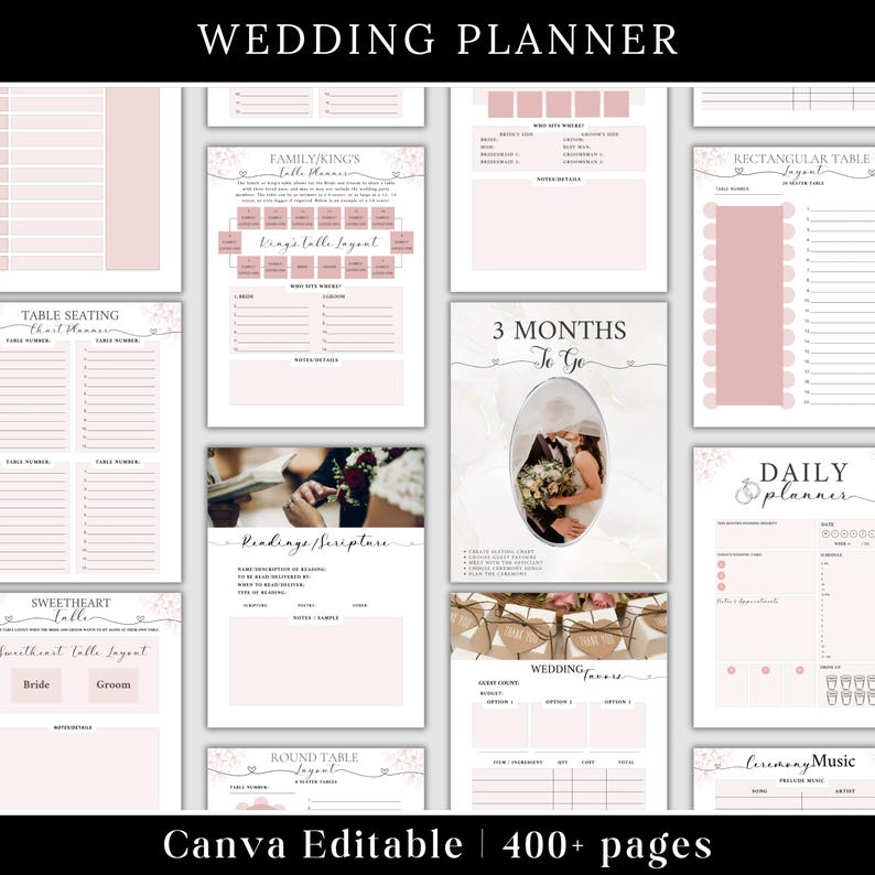 400+ Pages Wedding Planner Templates Bundle, Printable Wedding ...