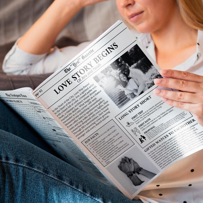 Editable Engagement Newspaper Template, Printable Save the Date ...