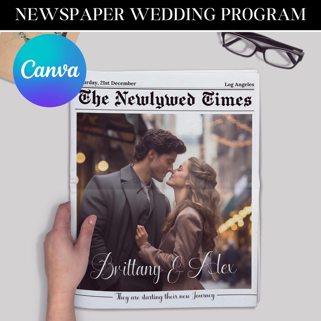 Wedding Newspaper Template, Newspaper Wedding Program, Wedding ...