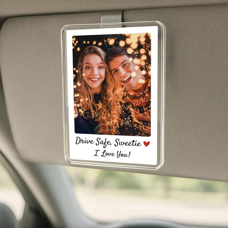 Custom Photo Sun Visor Clip With Acrylic Magnet, Personalized Polaroid ...