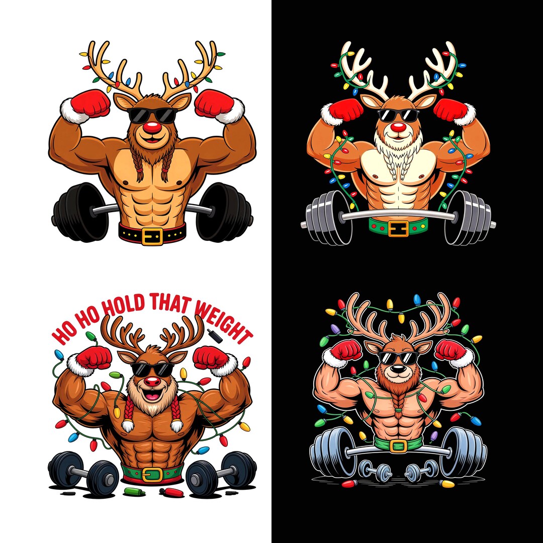 Bodybuilder Reindeer PNG , Christmas Gym Design Holiday Workout PNG ...