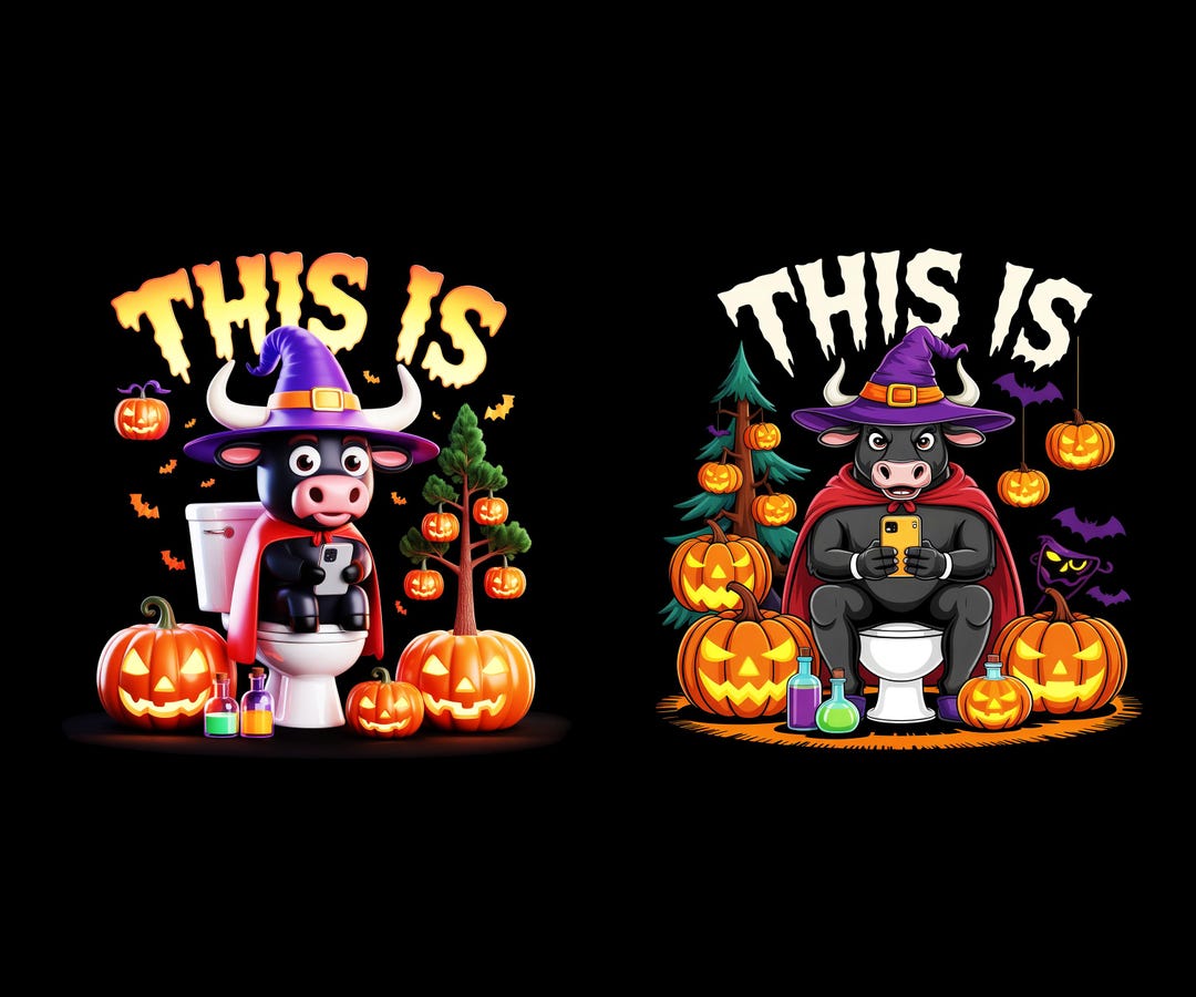 Funny Halloween Bull on Toilet PNG: Smartphone Design (digital Download ...