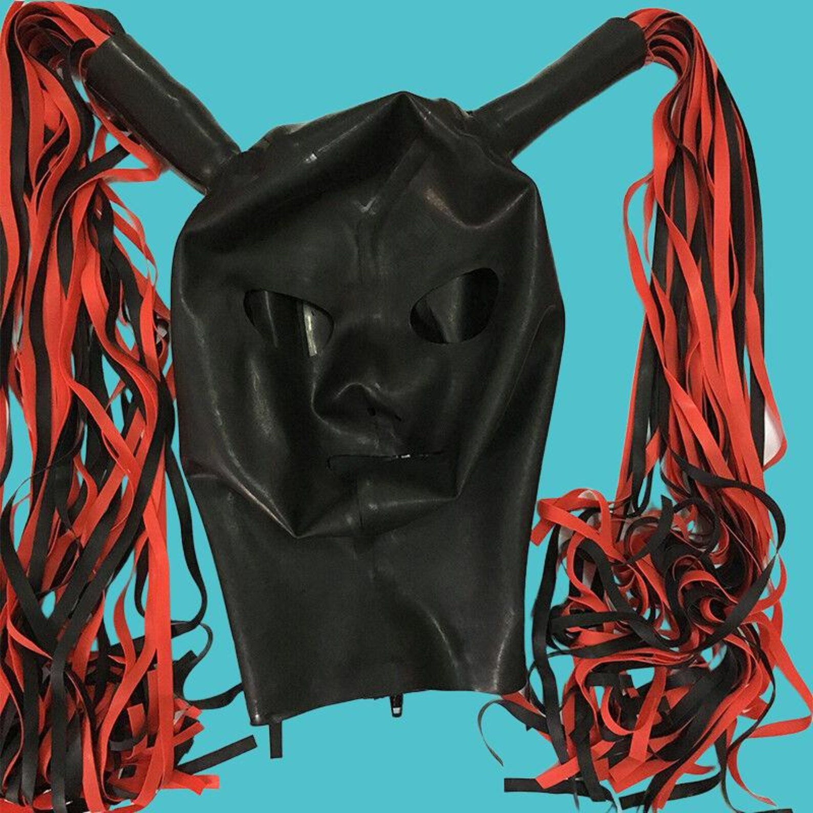 Latex Hood With Double Latex Wig Performance Rubber Mask Cosplay Club ...