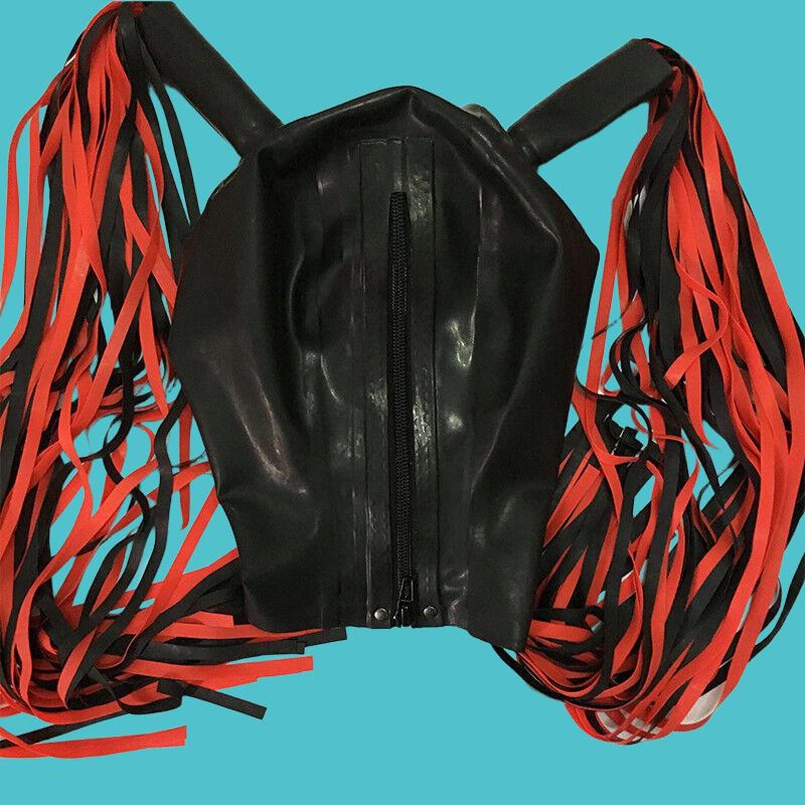 Latex Hood With Double Latex Wig Performance Rubber Mask Cosplay Club ...