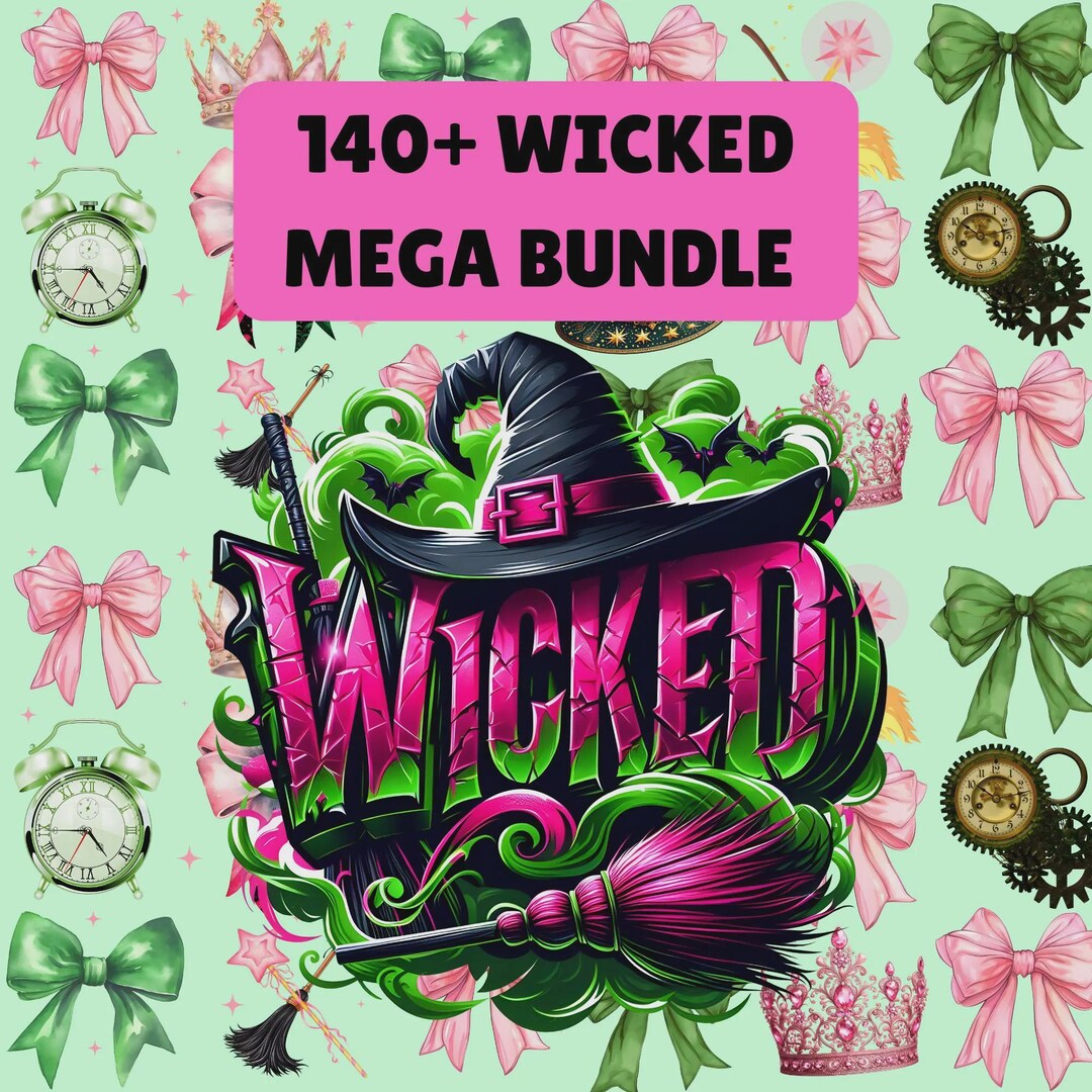 Wicked Svg Bundle: Movie Emblem, Pink & Green Svg, Witch Vintage ...