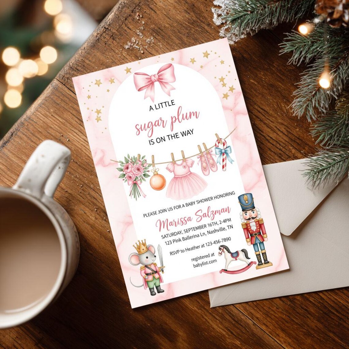 Pink Nutcracker Baby Shower Invitation: Ballerina Theme - Etsy