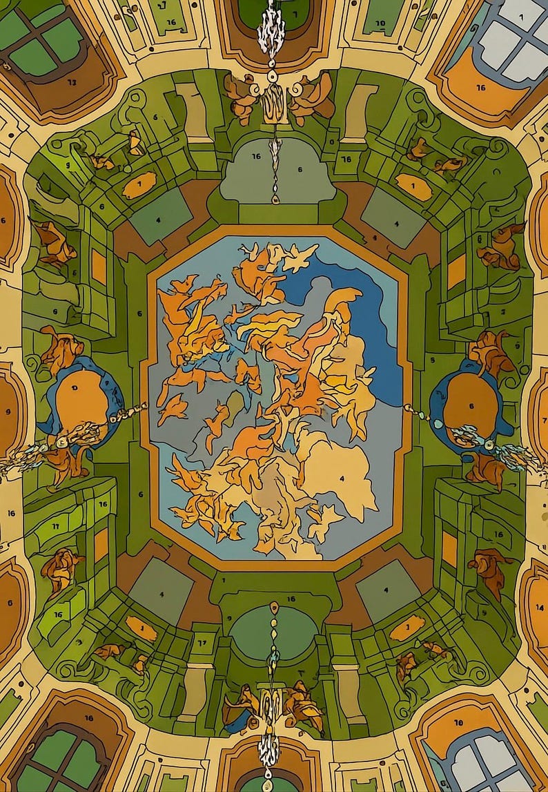 Belvedere Palace Ceiling Coloring Page | Vienna Landmark Printable ...