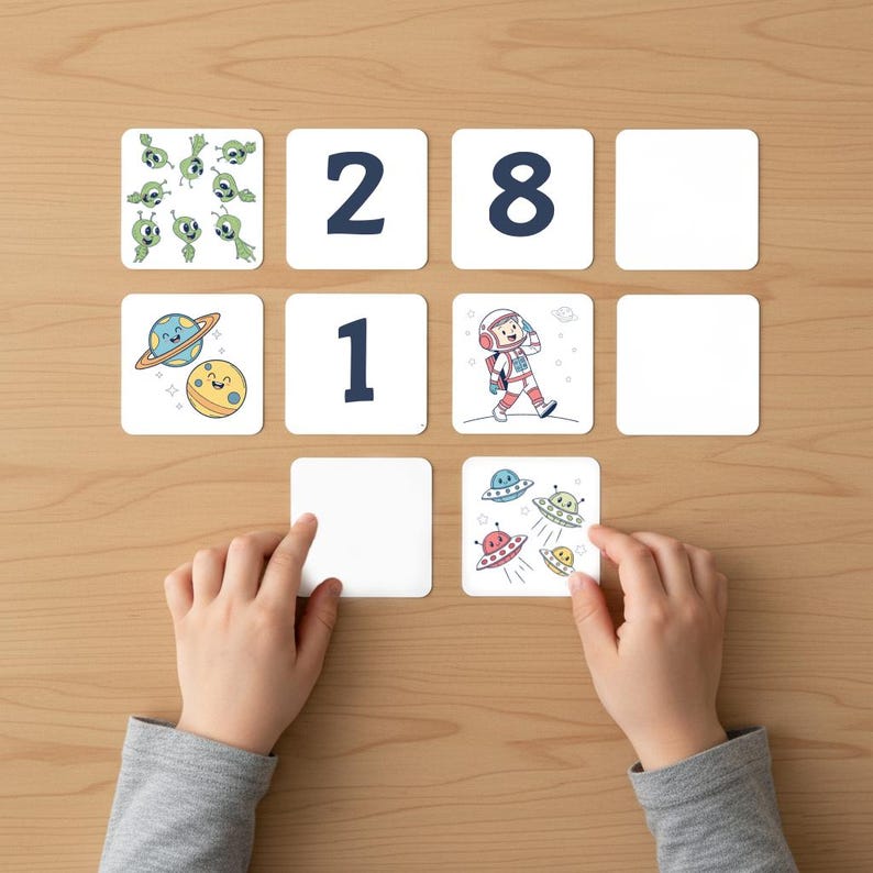 Printable Space Memory Game for Kids, Toddler Matching Activity ...