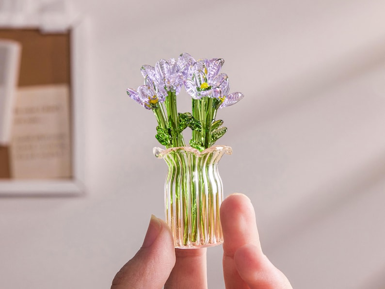 Mini Flower Figurine,glass Flower Bouquet Set,handcrafted Borosilicate ...