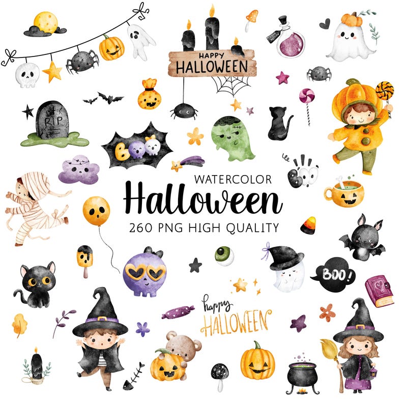 Halloween Clipart Bundle – PNG Images, Backgrounds, Pumpkins, Ghosts ...