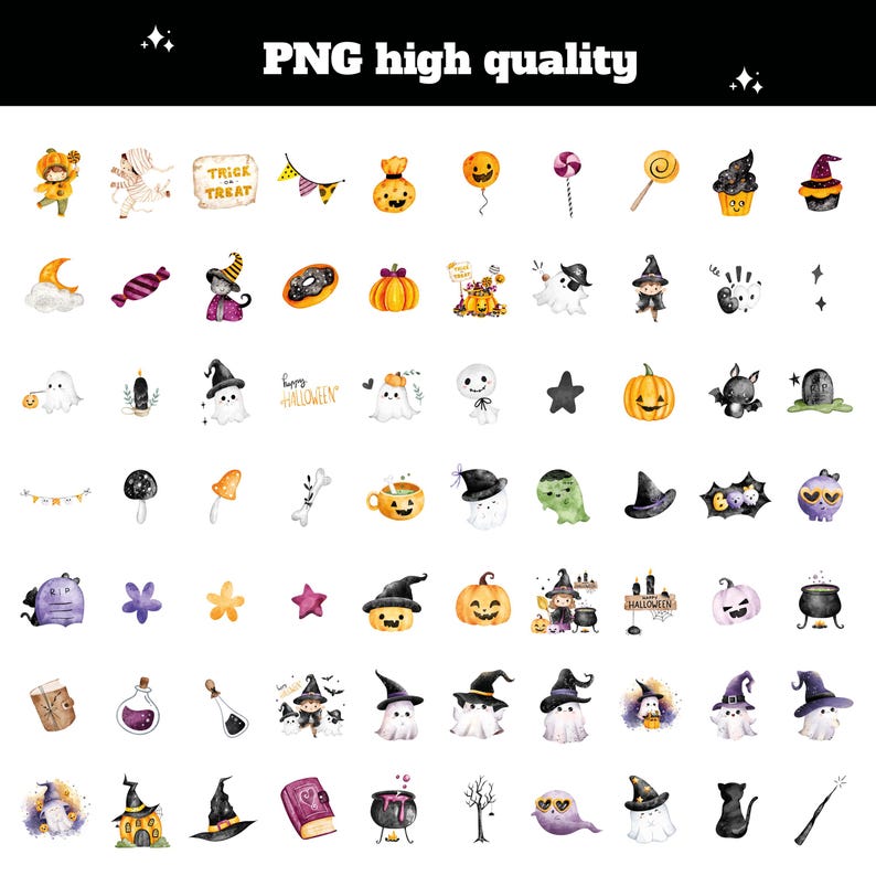 Halloween Clipart Bundle – PNG Images, Backgrounds, Pumpkins, Ghosts ...