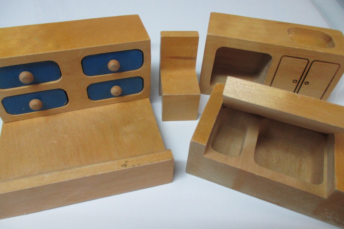 Wooden Dollhouse Furniture Creative Playthings Made in Finland | Etsy