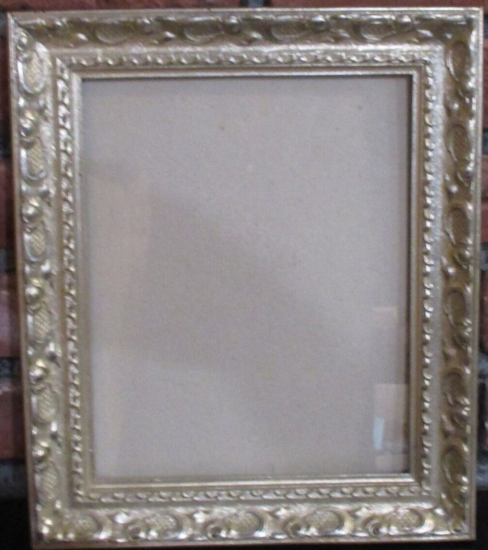 Wooden Silver Tone Frame Glass Insert Embossed 12 1/2t X 10 1/2w X 1 ...