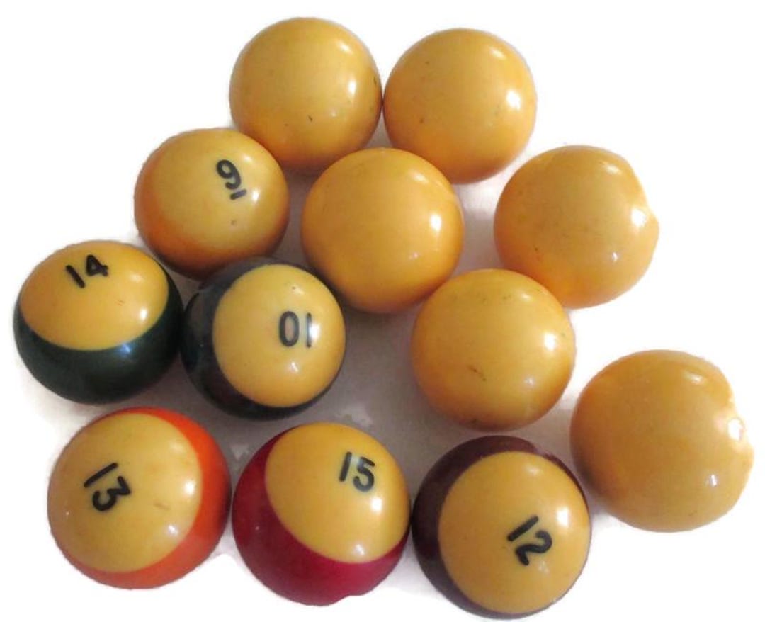 Retro Bakelite Billiard Balls Striped Yellows Assortment Pool Table ...