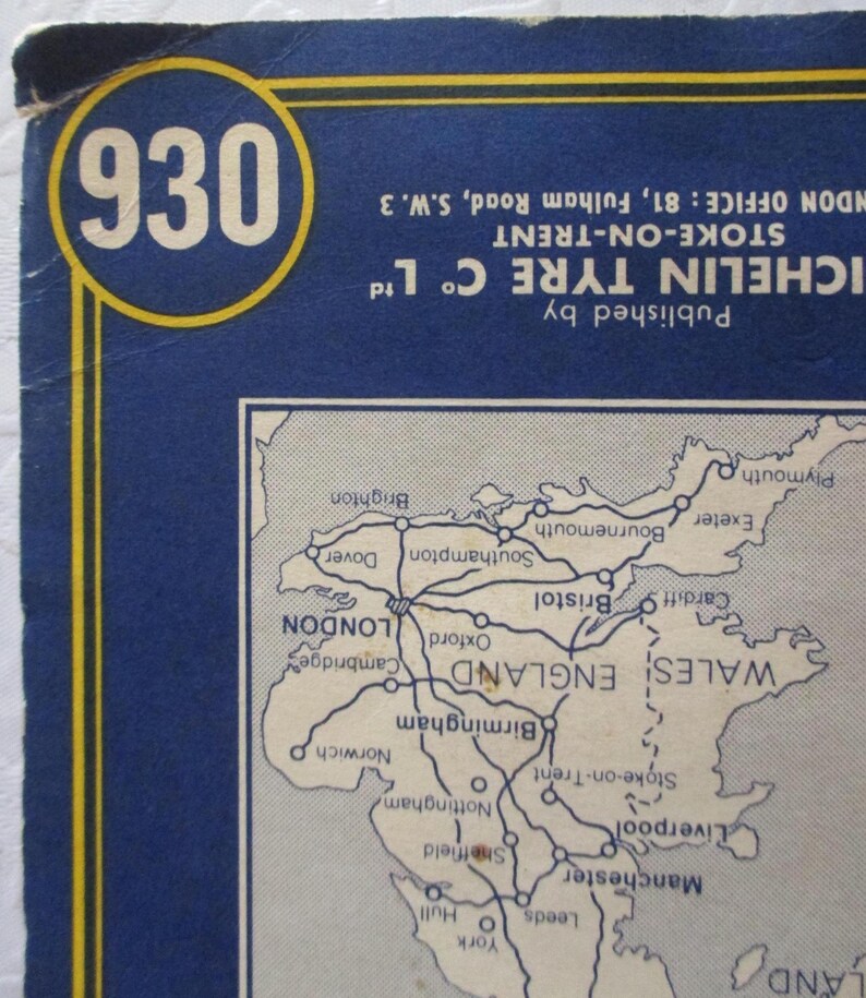 Vintage 1961 Michelin Motoring Map England Wales Scotland Ireland - Etsy