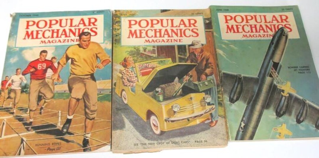 Three Popular Mechanics Magazines 1948 Issues April June October ...
