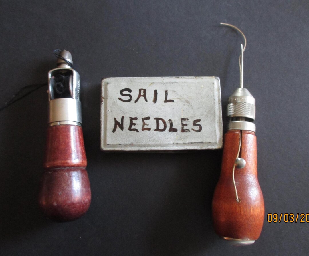 Wooden Awls Stitcher Kit Steel Needles Leather Canvas Sail Repair Tin ...