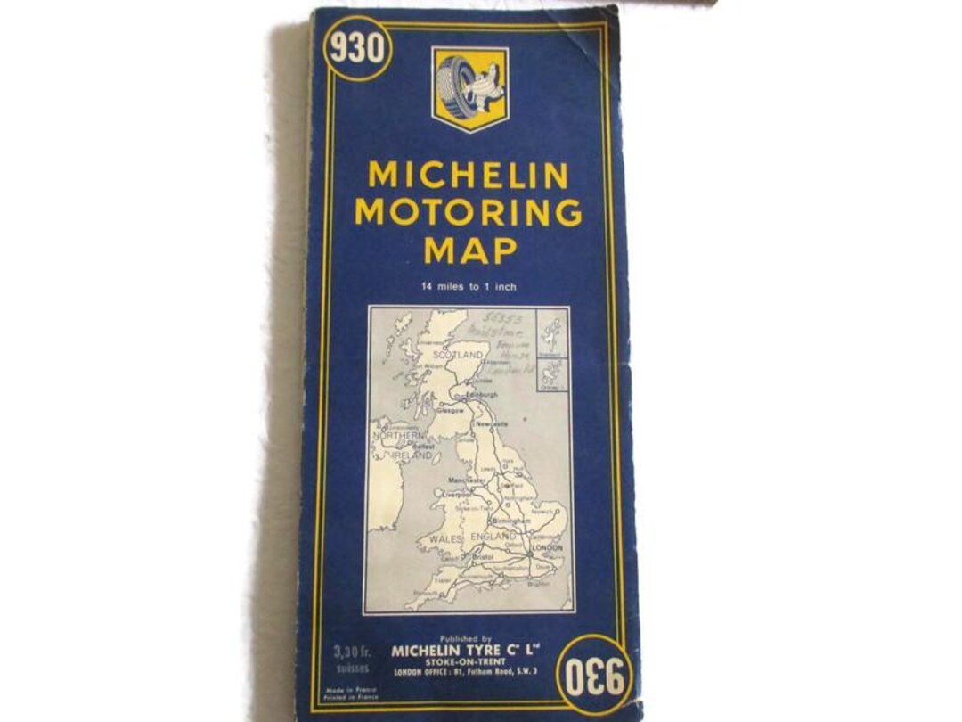 Vintage 1961 Michelin Motoring Map England Wales Scotland Ireland - Etsy