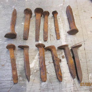 12 Antique Hand Wrought Iron Spikes Nails Vintage Handmade Spike - Etsy