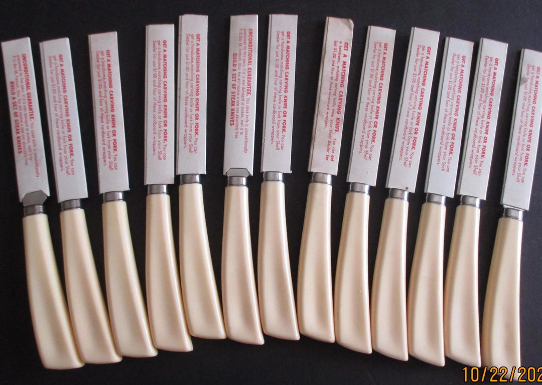 Shell Oil Promotional Steak Knives Thirteen Quikcut MCM Vintage Retro ...