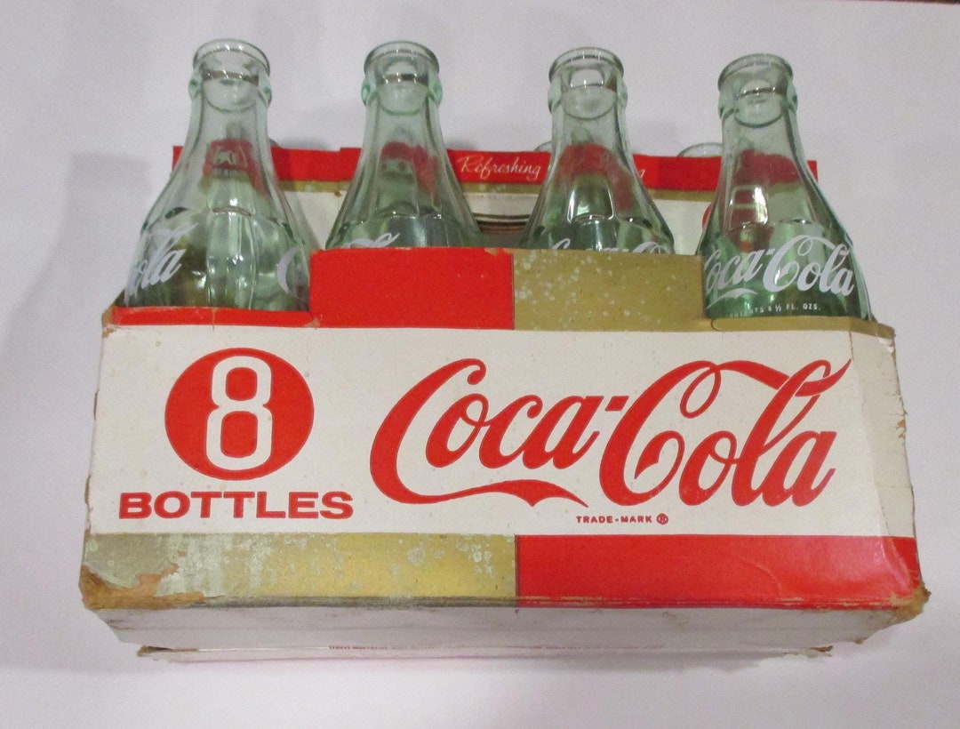Coca Cola Eight Bottles Paper Carrier Anchor Hocking Embossed F Circle ...