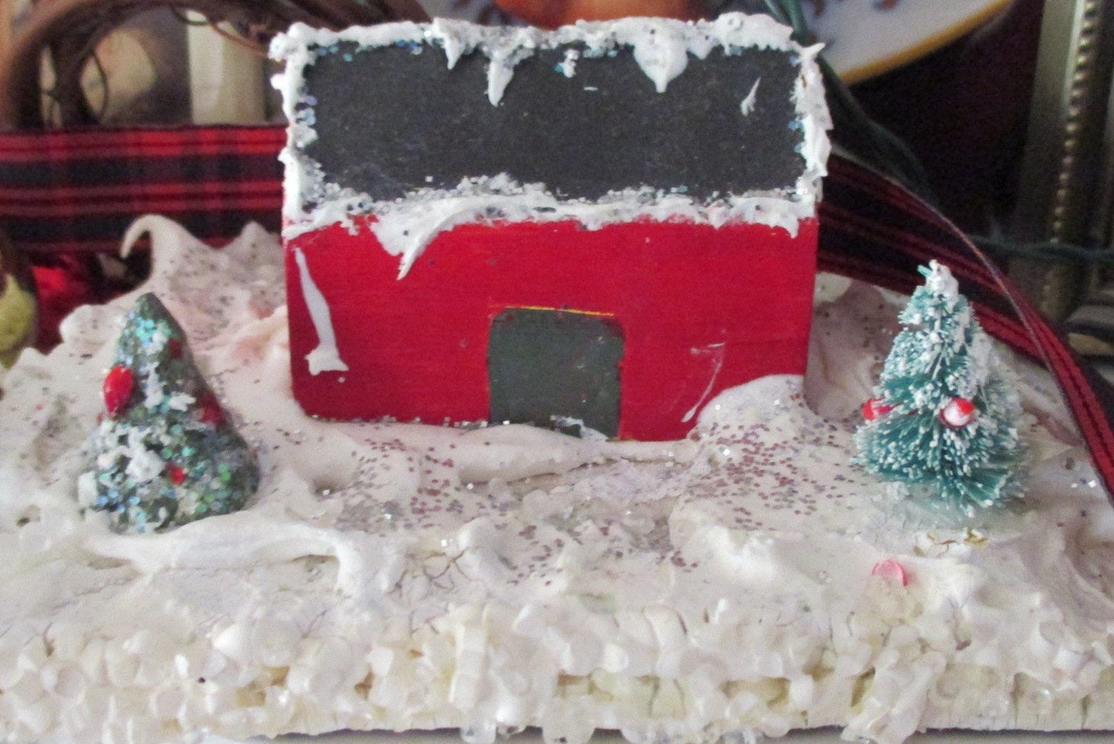 Miniature Wooden House Winter Snow Scene Setting Vintage Hand | Etsy