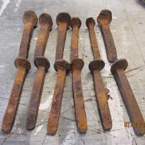 12 Antique Hand Wrought Iron Spikes Nails Vintage Handmade Spike - Etsy