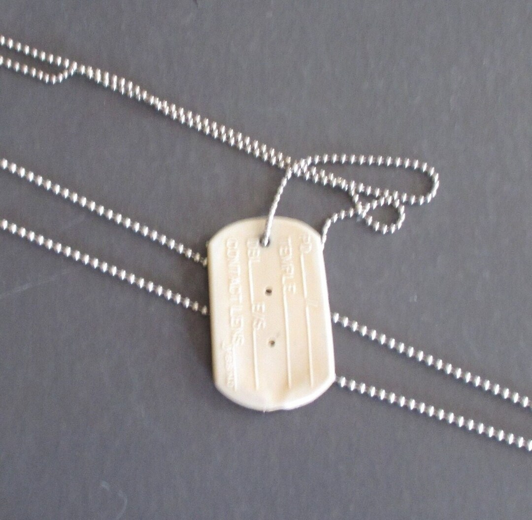 Rubber Tag Metal Chain ID Tags Chains Pd Temple Dbl E/S Contact Lens Rx ...