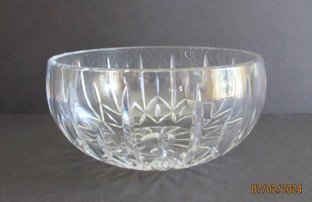 Brock Lead Crystal Glass Bowl Decorative MCM Tabletop Centerpiece ...
