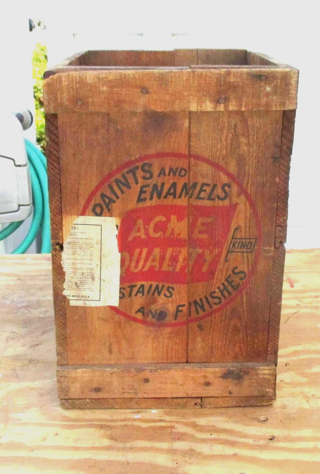 Vintage Acme Wooden Storage Box Rustic Storage Boxes 14 3/4"x 12"x 91/2 ...