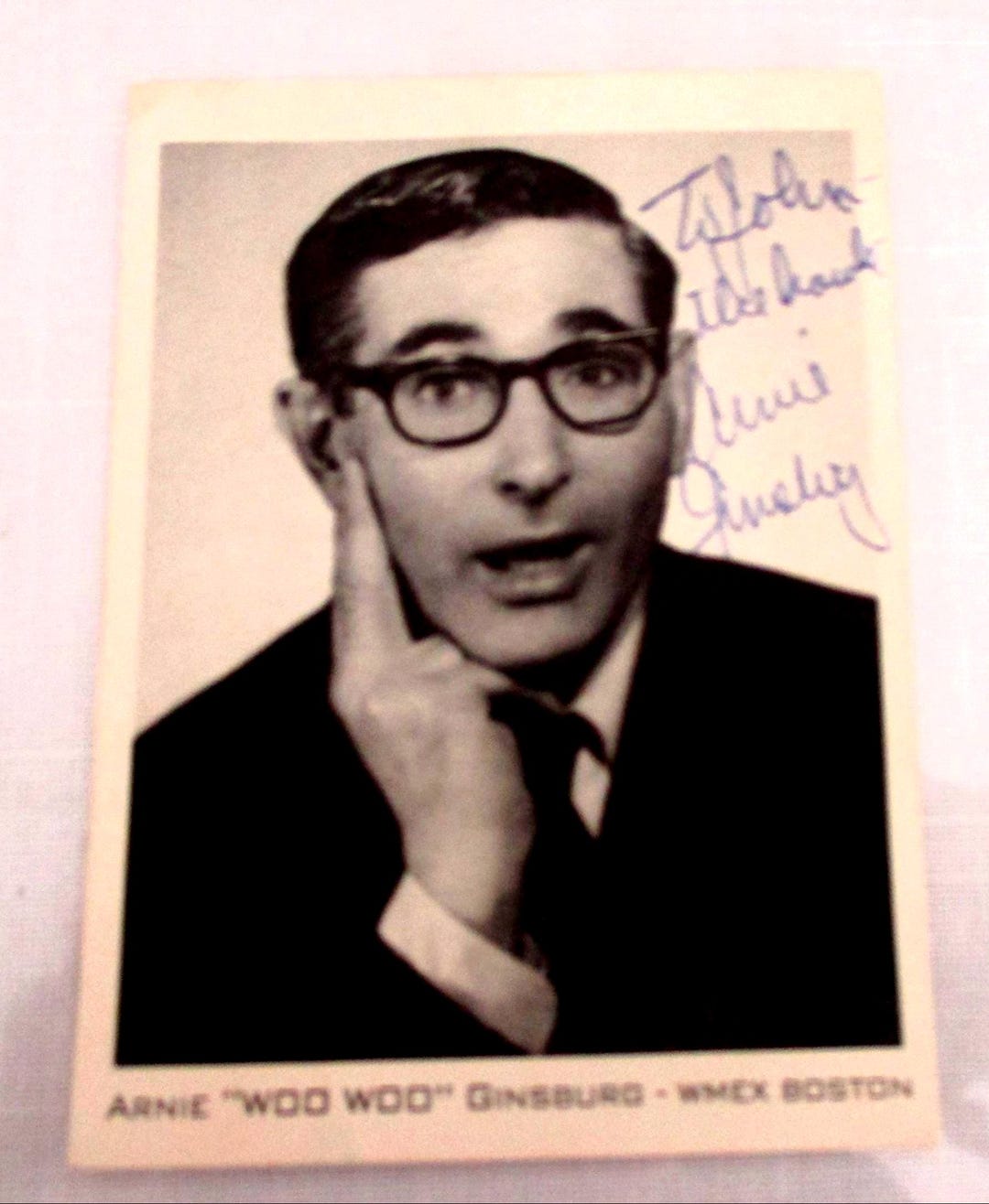 Arnie WOO WOO Ginsburg WMEX Boston Radio Signed to John the Hawk Arnie ...