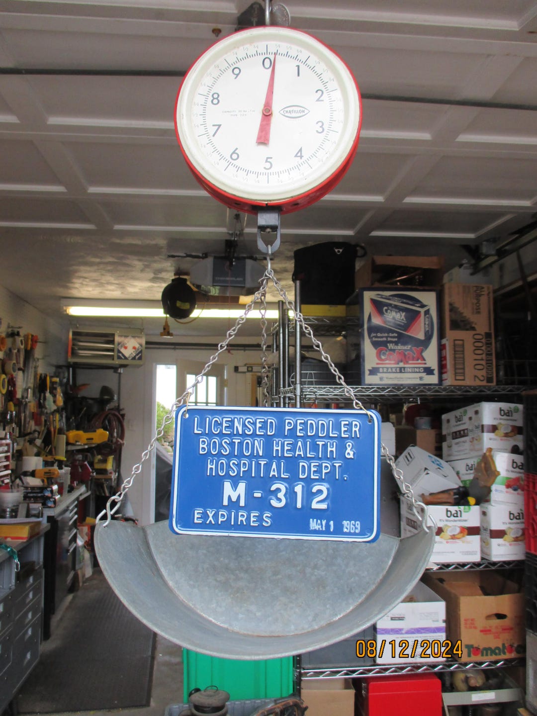 Hanging Scale Blue Metal Never Used Peddlar License Plate Chatillon ...