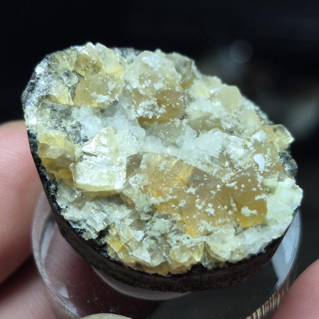 Symbiotic Orange Calcite Crystals on Basalt – Rough Calcite Cluster ...