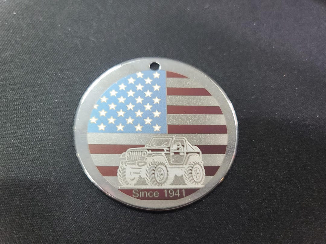 One (1) American Flag Coin Medalion With Jeep Since 1941 on One Side ...