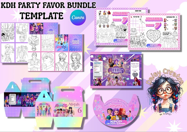 Editable Party Favor Canva Template Bundle (digital Download) - Etsy