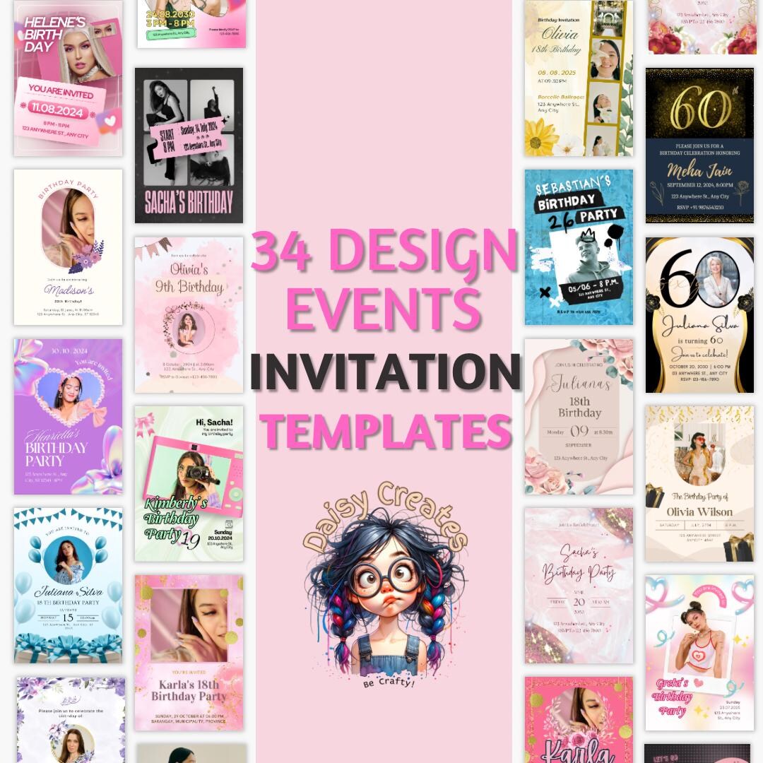 Birthday Invitations/ Fully Editable Template ( Digital Download ...