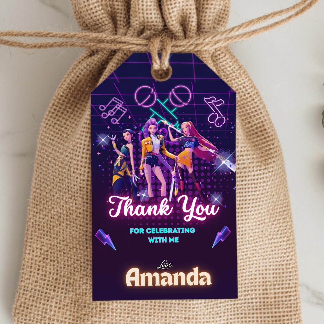 KPOP Demon Hunter Thank You Tags, Editable Party Favor (digital ...