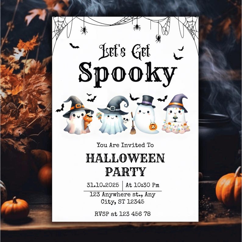 Editable Let’s Get Spooky Custom Halloween Event Invitation Template ...