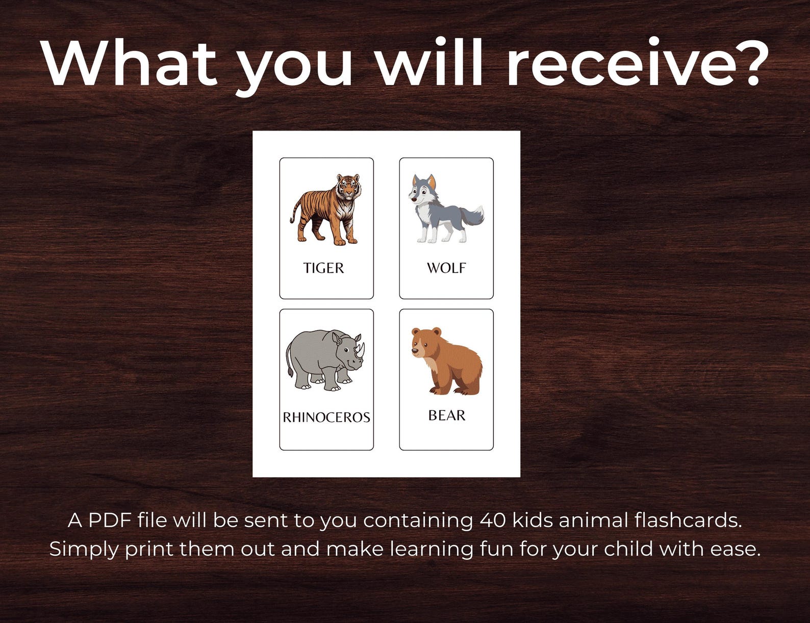 Animal Flashcards, 40 Printable Cards for Toddlers, Educational Cards ...