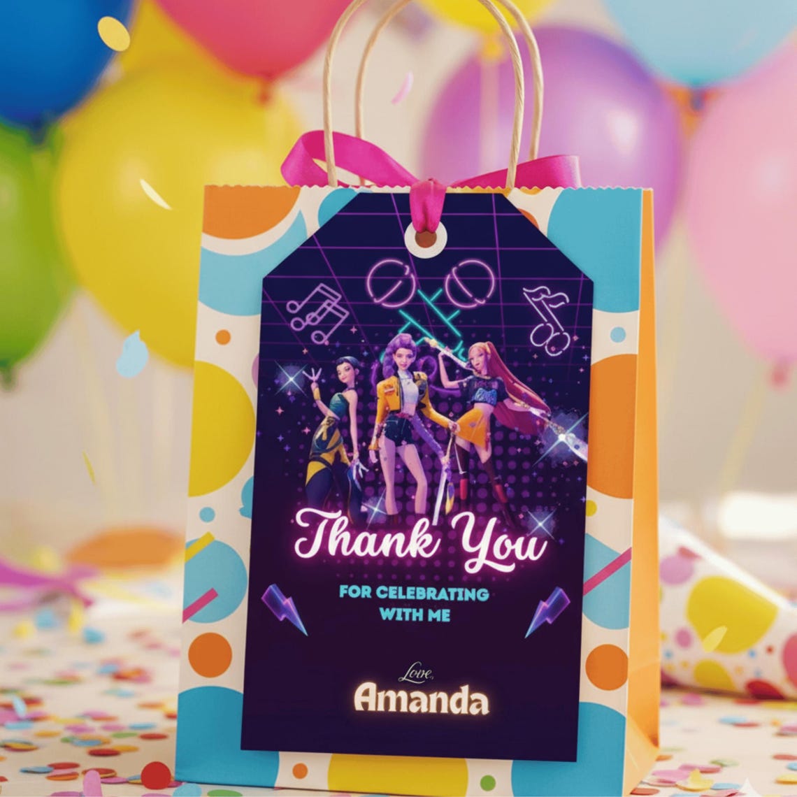 KPOP Demon Hunter Thank You Tags, Editable Party Favor (digital ...