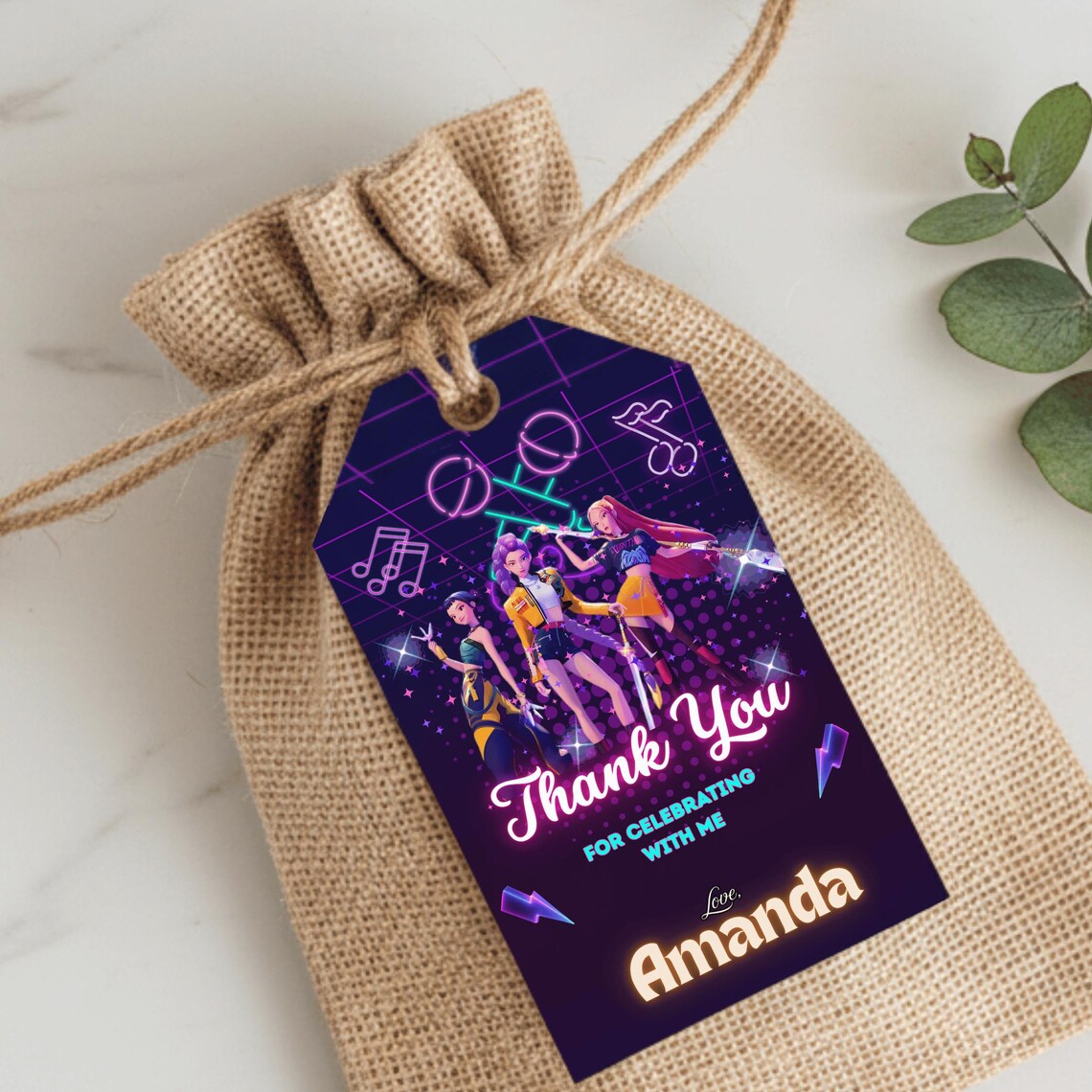 KPOP Demon Hunter Thank You Tags, Editable Party Favor (digital ...
