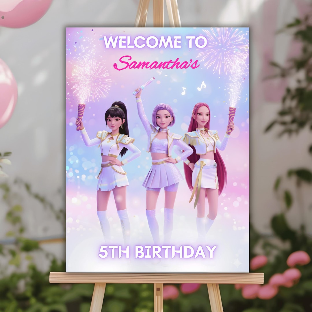 KPOP Rumi Mira Zoey Birthday Welcome Sign, Anime Themed Party Poster - Etsy
