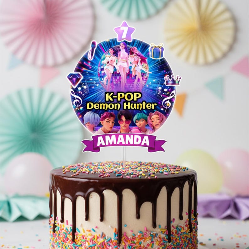 Kpop Demon Hunters Cake Topper, Huntrix Kpop Birthday Toppers, Huntrix ...