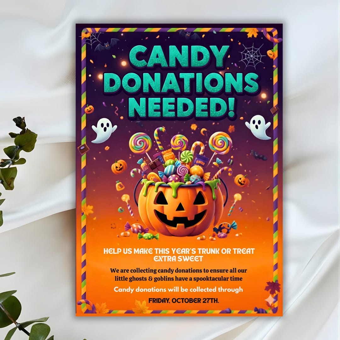 Editable Halloween Candy Donation Flyer Template, Fund Raiser Poster ...