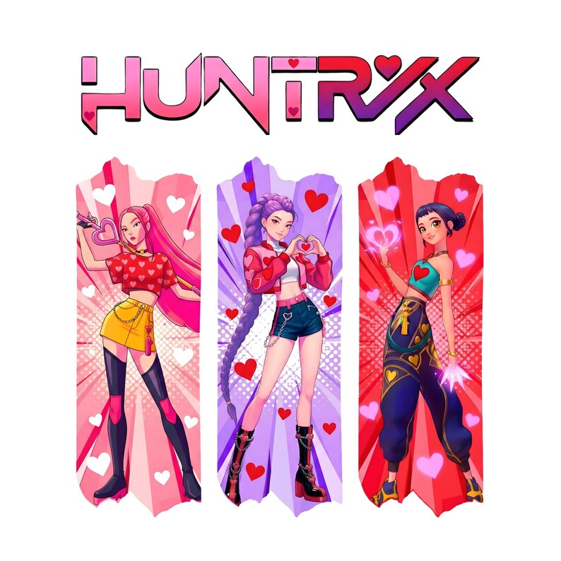 Kpop Huntrix Valentine Day PNG, Anime Girls Clipart 300 DPI - Etsy