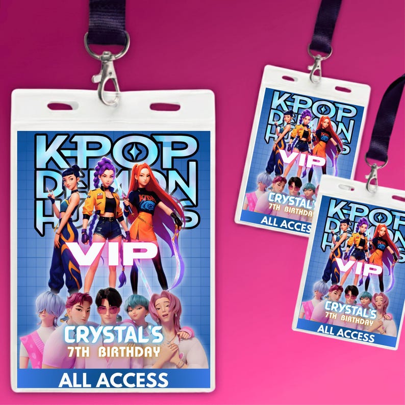 Editable Kpop Demon Hunters VIP Pass, Huntrix ID Badge Canva Template ...