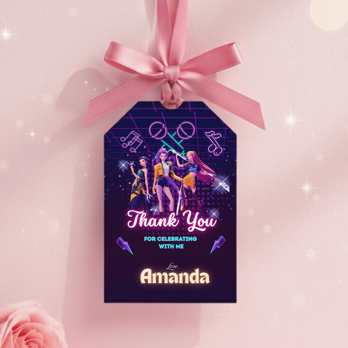 KPOP Demon Hunter Thank You Tags, Editable Party Favor (digital ...