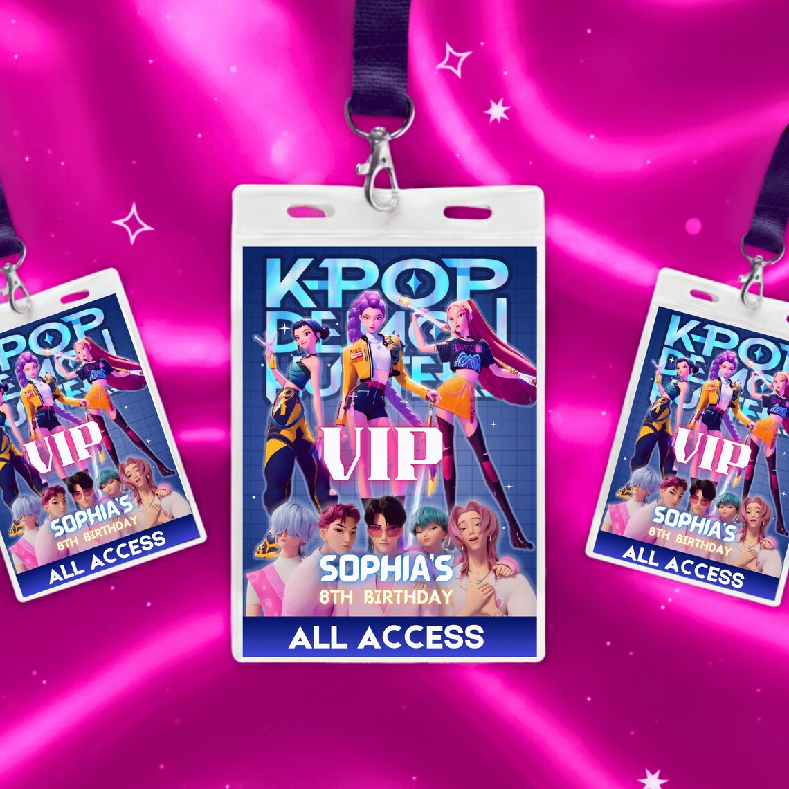 Kpop Demon Hunters VIP Pass, Editable Huntrix ID Badge, Birthday Party ...